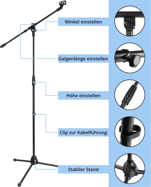 PROFI MIKROFONSTATIV MIKROFONSTÄNDER Galgen Studio Bühne Mikrofon ...