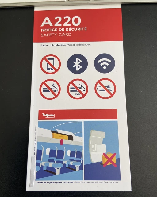 SAFETY CARD AIRBUS A220 09/2021 EUR 2,20 - PicClick FR