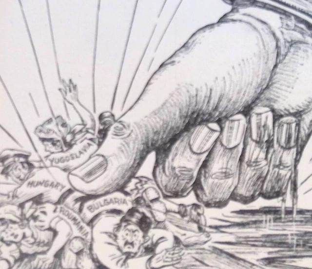 HITLER PRESSURES MUSSOLINI Axis Powers Original Political Cartoon WWII ...