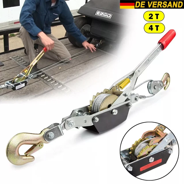 RATSCHENZUG SEILZUG MIT Ratsche 2T/ 4T Zug Flaschenzug Handseilwinde ...