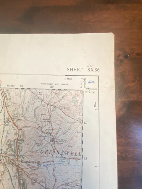 OS MAP SHEET SX86 DEVONSHIRE Paignton Totnes Provisional Ed. OS Map ...