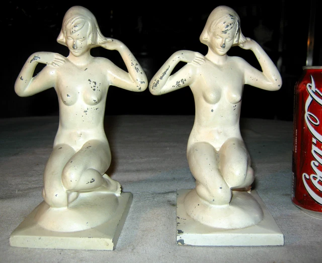 Antique Nude Flapper Bronzart Deco Lady Girl Art Statue Sculpture 7389