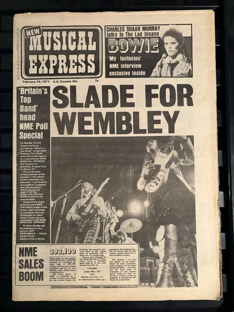 NME MAGAZINE / Newspaper Ferbruary 1973 - Slade Cover, David Bowie, Led ...