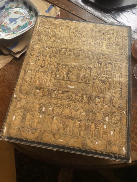 ANTIQUE VICTORIAN LEATHER ink blotter desk pad Writing Pad Egyptian ...