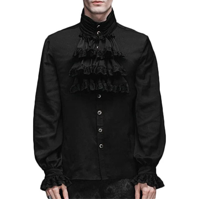CAMICIA GOTICA RINASCIMENTALE uomo medievale poeta pirata vampiro coloniale EUR 34,42 - PicClick IT