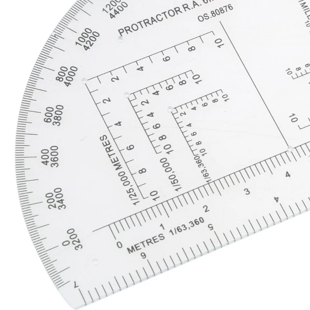 LAND NAVIGATION PROTRACTOR Map Protractor Coordinate Scale Map Reading ...