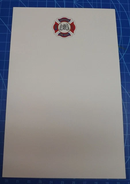VINTAGE TORONTO FIRE Department 11"X17" Letterhead (10 Sheets). MUST be ...