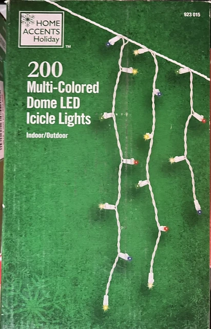 HOME ACCENTS HOLIDAY 200-Count Multi Colored Dome Icicle Twinkling LED ...
