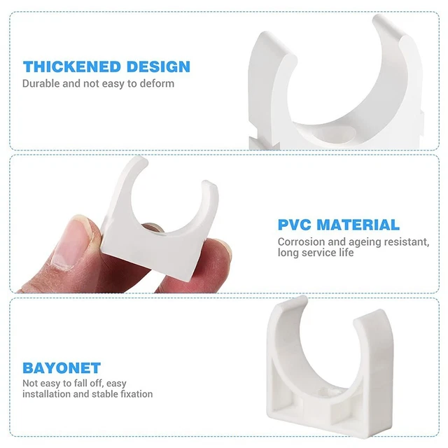 STAFFE DUREVOLI UHOOK morsetti per tubi in PVC confezione da 100 per ...