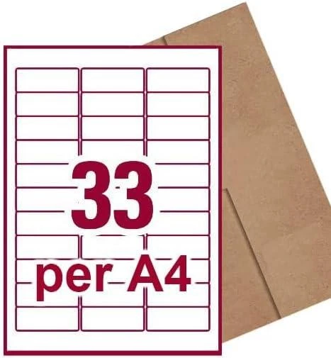 [33 PER PAGE] A4 Self Adhesive Address Labels Laser Inkjet Print ...