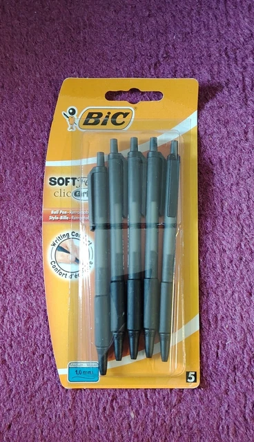 BIC SOFT FEEL Clic Grip Pens X5 New Sealed Packet £5.00 - PicClick UK