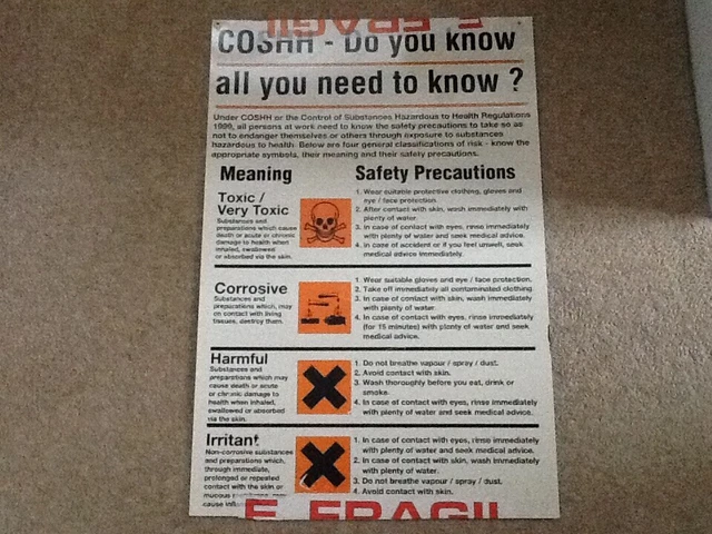 SAFETY POSTER COSHH - Hazardous Substances £4.99 - PicClick UK