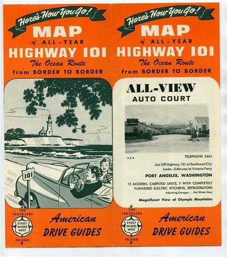 MAP ALL YEAR Highway 101 The Ocean Route Brochure From Border to Border ...