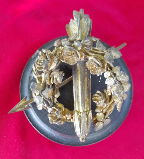 ANCIENNE COURONNE EN bronze signée Duplan et Jalles 1853 sur socle en ...