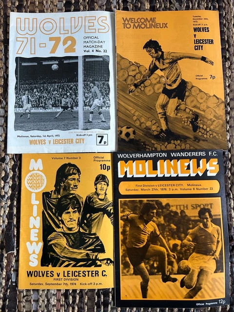 WOLVES V LEICESTER City: 4 x 1970s match-day programmes £4.36 - PicClick UK