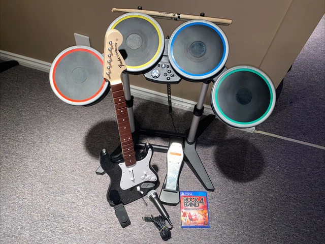 ROCK BAND 4 PS4 PS5 Band Kit Bundle w/ Guitar Drums Game Mic Tested ...