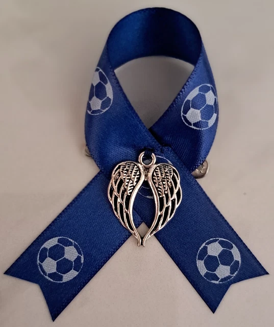 ROYAL BLUE FOOTBALL Logo Only Memorial Ribbon with Angel Wings £2.99 ...