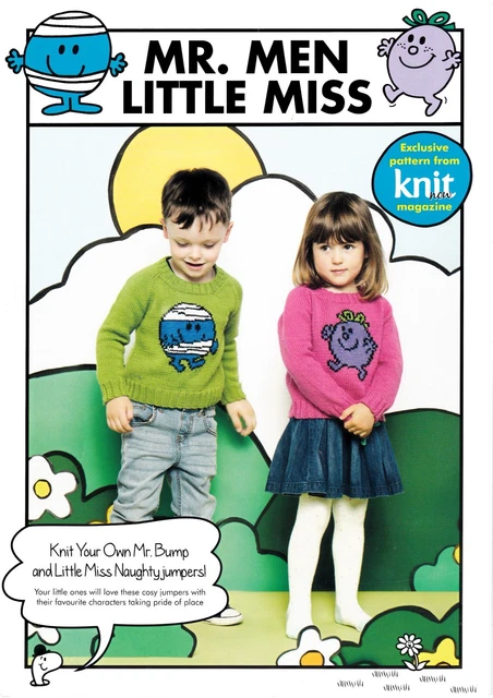 MR MEN KNITTING Pattern Little Miss Bump Naughty Sweaters Jumpers Age 2 ...