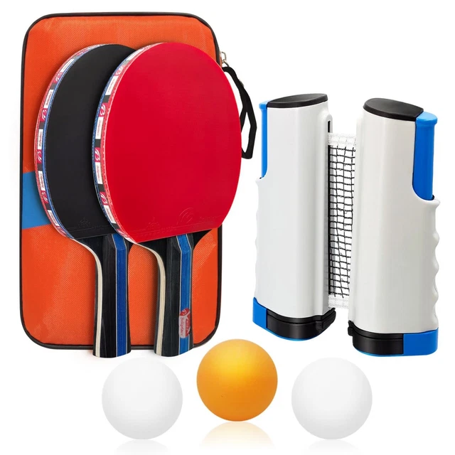 KIT COMPLET PONG de Table: 2 Raquettes, 3 Balles, Filet Extensible EUR ...