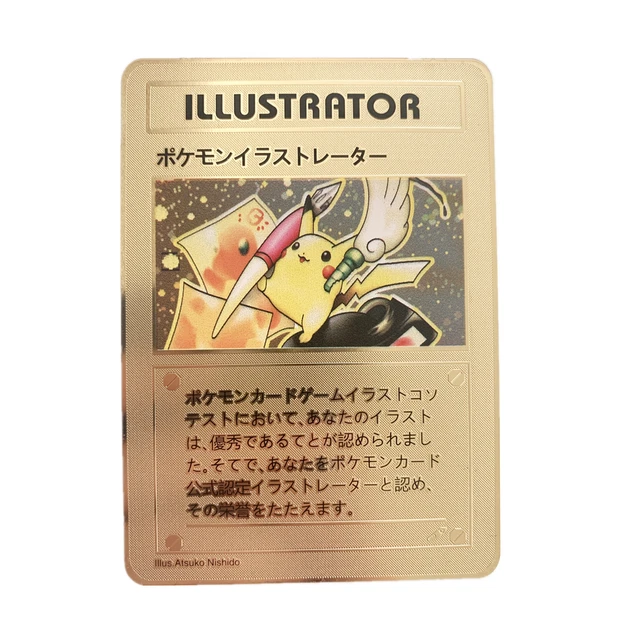 PIKACHU ILLUSTRATOR POKEMON Japanese Pocket Monsters Gold Metal Card £ ...
