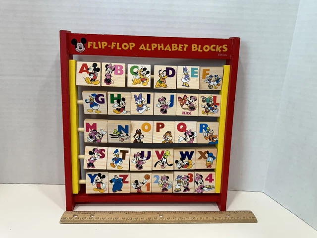 DISNEY FLIP FLOP Alphabet Block Board Children's Learning Toy Mickey ...