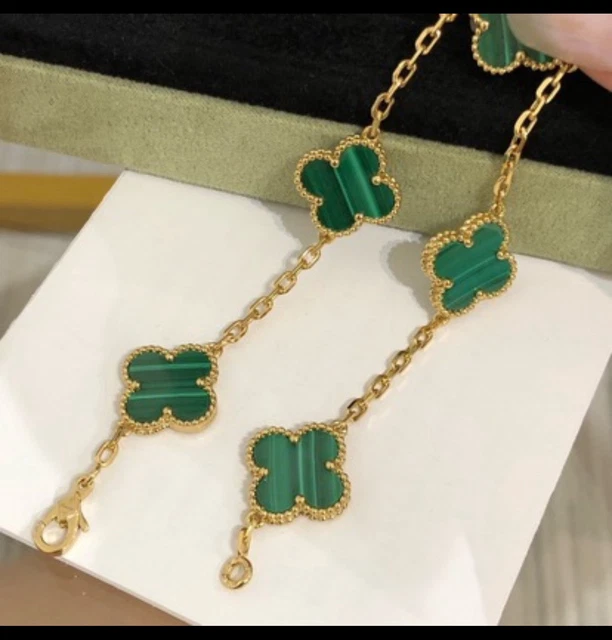 VAN CLEEF & Arpels 18k Gold Vintage Alhambra 5-Motif Bracelet( Green) £ ...