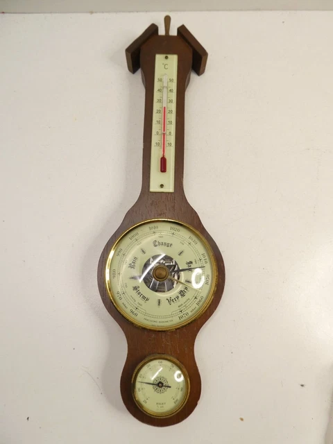 SMALL GERMAN BANJO Clock Face Wall Barometer Thermometer Hygrometer ...