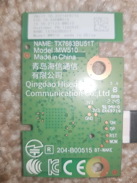 HISENSE WI FI Module - TX7663BU51T Model: MW510 - PN 1265032 - E469716 ...