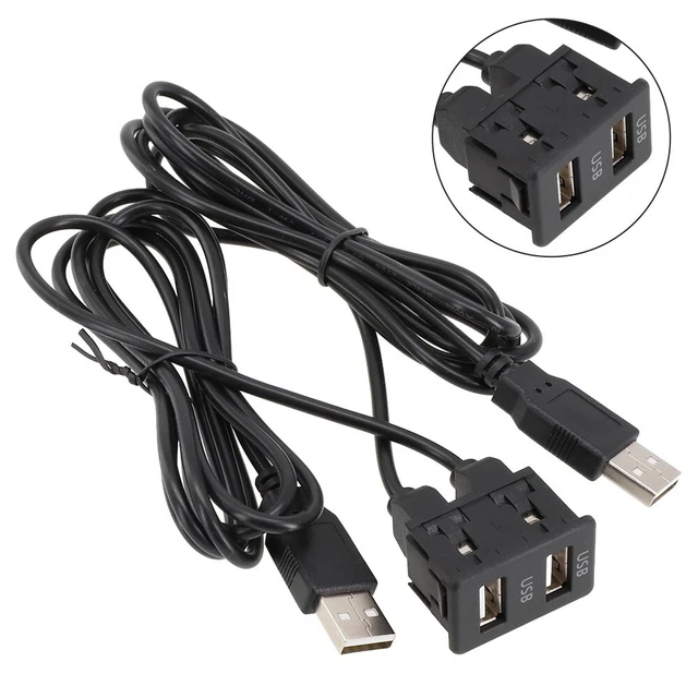 CABLE ADAPTATEUR RALLONGE double USB panneau port AUX USB montage encastr?? tab EUR 13,58 ...