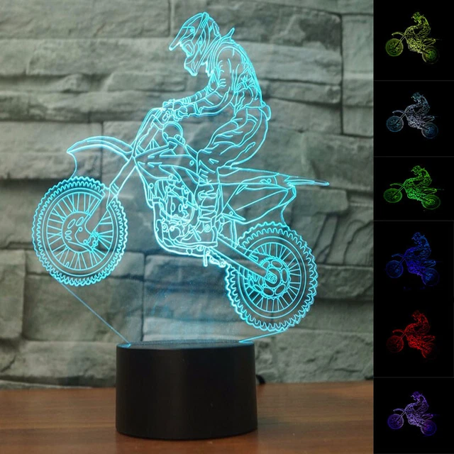 7 COLOR CHANGE Night Light 3D Lamp LED Toys Motorcycles Motocross Shape ...