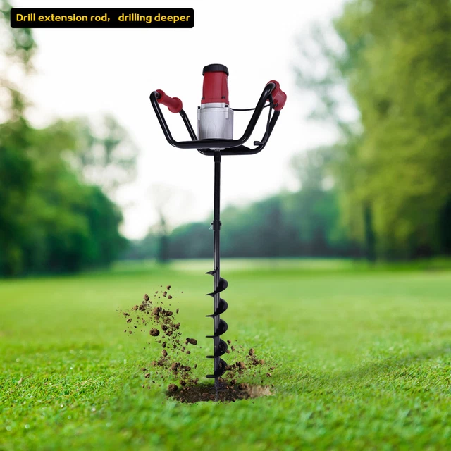 ELECTRIC POST HOLE Digger Earth Auger 1500W 1.6HP 4'' w/ Bits Drilling ...