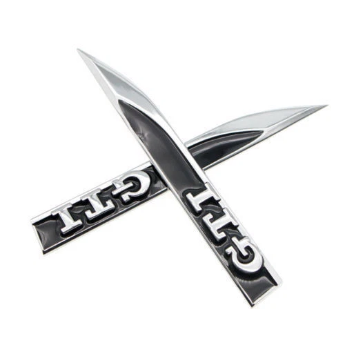 2X BLACK RED Fender Sides Badge Logo Metal Chrome Emblem For VW Golf ...