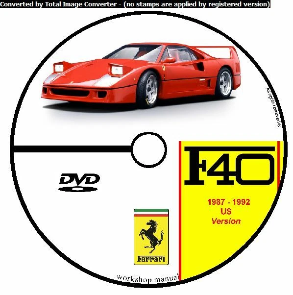 FERRARI F40 1987 1992 Manuale Officina Workshop Manual Service Cd Dvd EUR 9,99 - PicClick FR