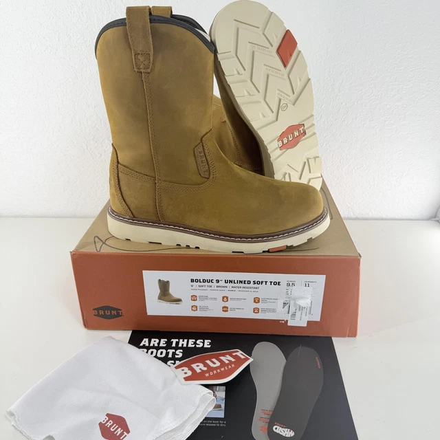 BRUNT BOLDUC 9& Unlined Soft Toe Boots Mens Size 9.5 Brown Water ...