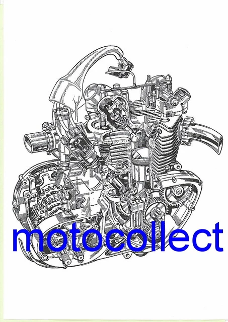 TRIUMPH T120 650 Engine - Cutaway Drawing..A4 size Print..Free Postage ...