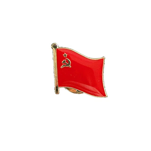 PIN BADGE SOVIET Union Russian Hammer Sickle Red Enamel Gold Metal 1 ...