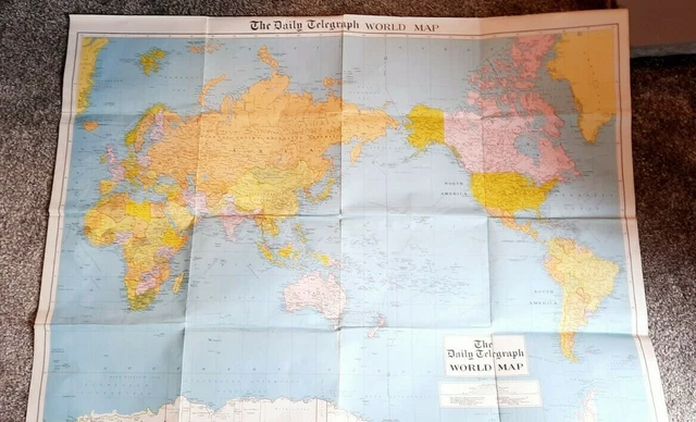 DAILY TELEGRAPH WORLD MAP large vintage sheet map £14.99 - PicClick UK