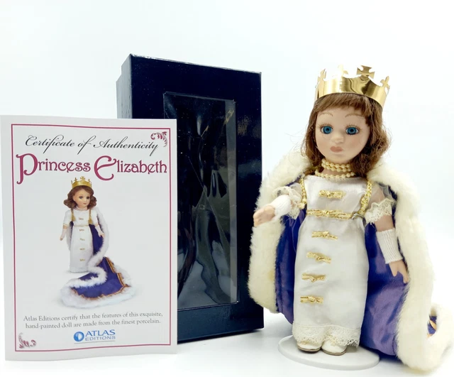 RARE BOXED PORCELAIN Doll British Royal Family Queen Elizabeth II Young ...