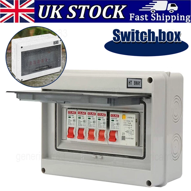 4 WAY CONSUMER Unit Fuse Box 4 MCB Circuit Breaker Isolator Shed Garage ...