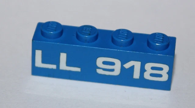 LEGO ESPACE BLUE Brick 1x4 with White 'LL918' Pattern ref 3010p918 set ...
