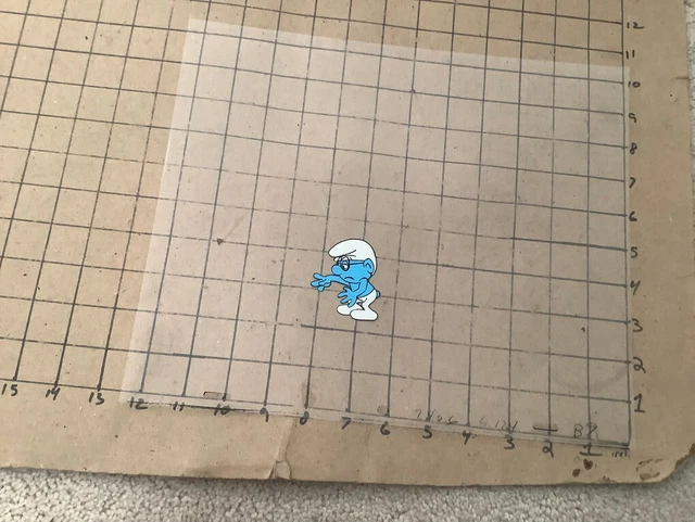 ORIGINAL HANNA-BARBERA SMURFS Animation Production Cel: BRAINY SMURF ...