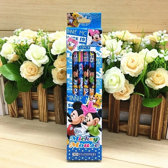 LOT OF 12 Pencils Eraser School Spiderman Mickey Cars Princess Queen Of ...