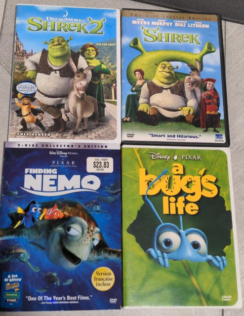 ANIMATED MOVIE DVD Bundle: Shrek, Shrek 2, Finding Nemo, a bug's life ...