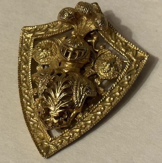VINTAGE MEDIEVEL KNIGHT Coat of Arms Heraldic Shield Brooch Pin Gold ...