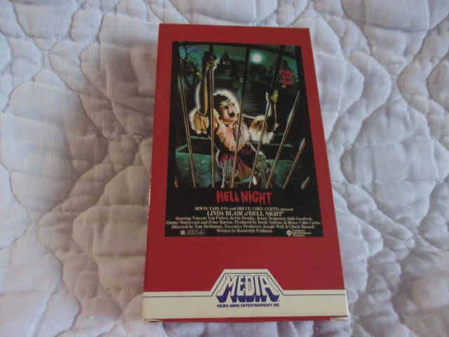 HELL NIGHT VHS Media Video White Stripe Box Slasher Horror Linda Blair ...