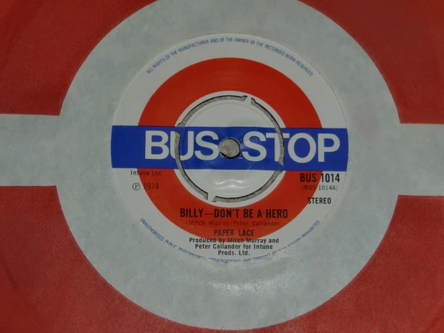 DENTELLE PAPIER. BILLY-DON'T Be A Hero. Bus Stop Bus 1014 (Superbe ...