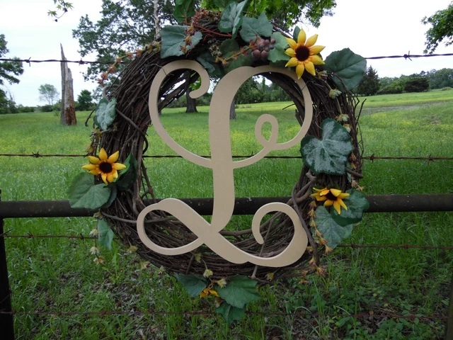 WOODEN LETTERS, MONOGRAM Vine (L) Letter, Unfinished Wall Letters ...