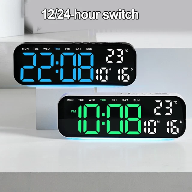 LED DIGITAL ALARM Clock with Temperature Time Date and Soothing Ambient ...