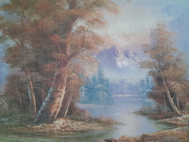 TABLEAU DECORATIF PAYSAGE D'un Lac De Montagne Signe E.antonello ** A Voir ** EUR 8,00 - PicClick FR