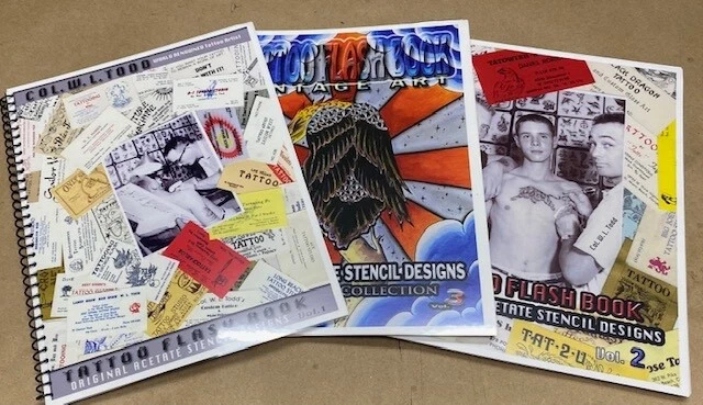 OLD SCHOOL TATTOO FLASH ART ACETATE BOOKS BERT GRIMM COL. TODD 1960s ...